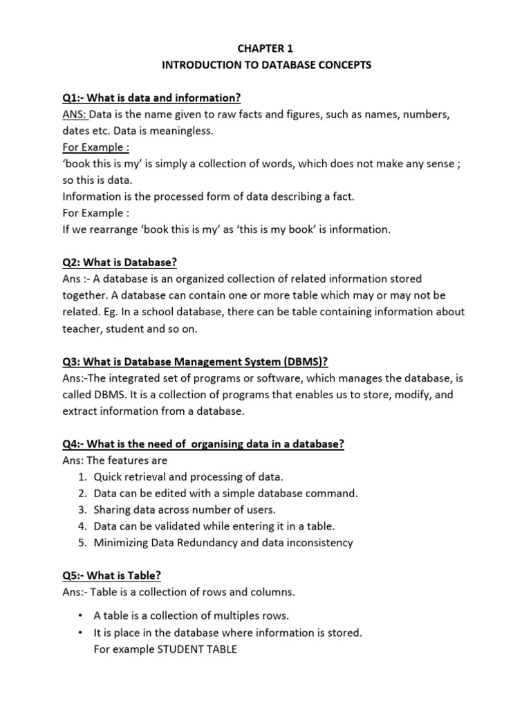 Ch1notes Introduction To Database Concepts Pdf