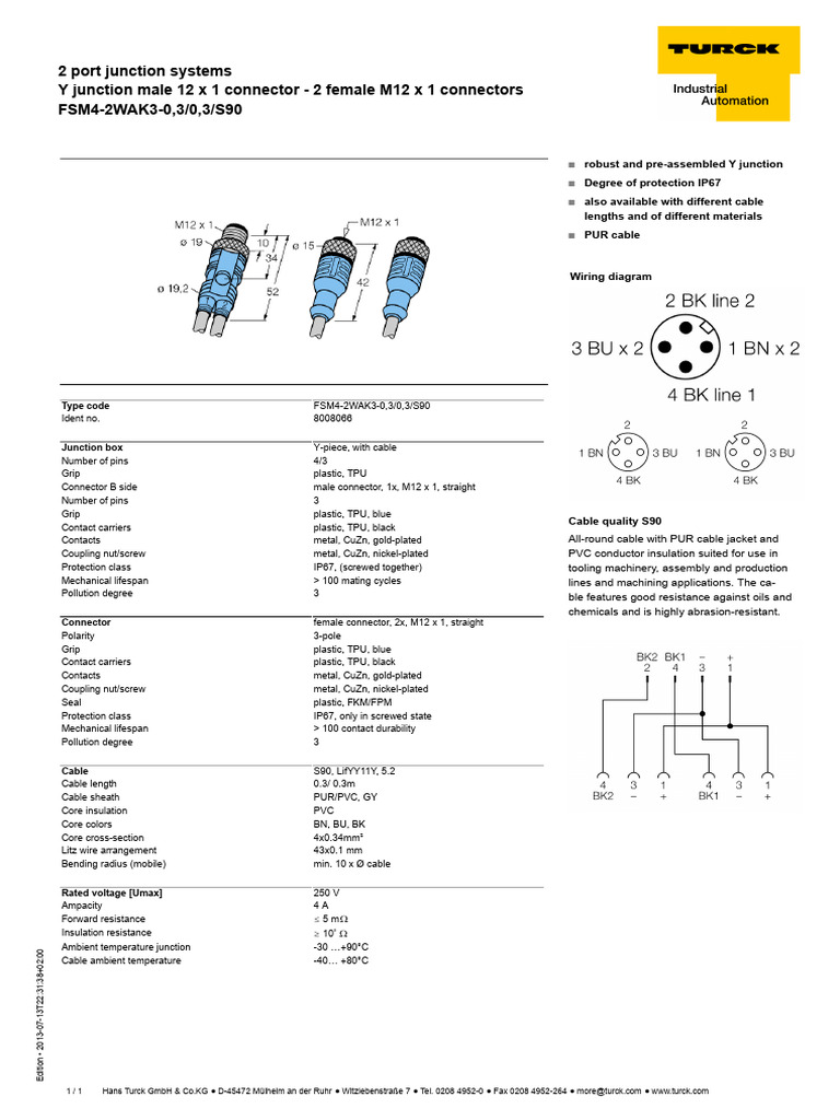 Y Junction Box M12 Connector System | PDF | Electrical Connector ...