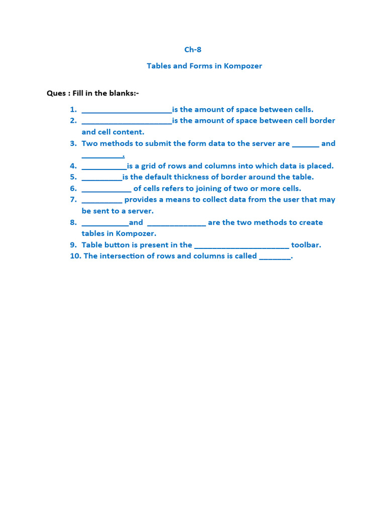 Kompozer Tables & Forms Basics | PDF