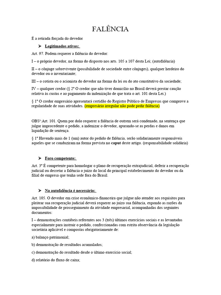 Direito Empresarial | PDF | Falência | Sentença (jurídico)
