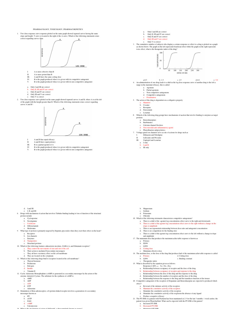 Pharmacology Answer Key PINK PACOP 2005 | PDF | Norepinephrine ...