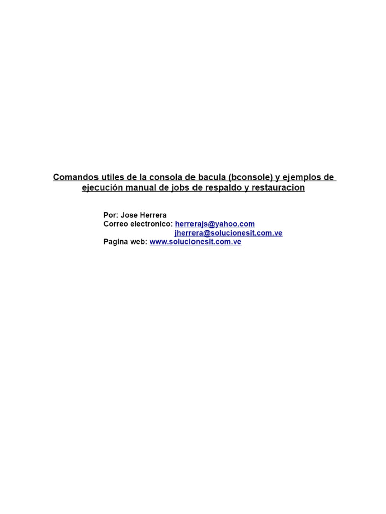 Comandos Utiles de La Consola de Bacula (Bconsole) | PDF Comandos Utiles de La Consola de Bacula (Bconsole) | PDF