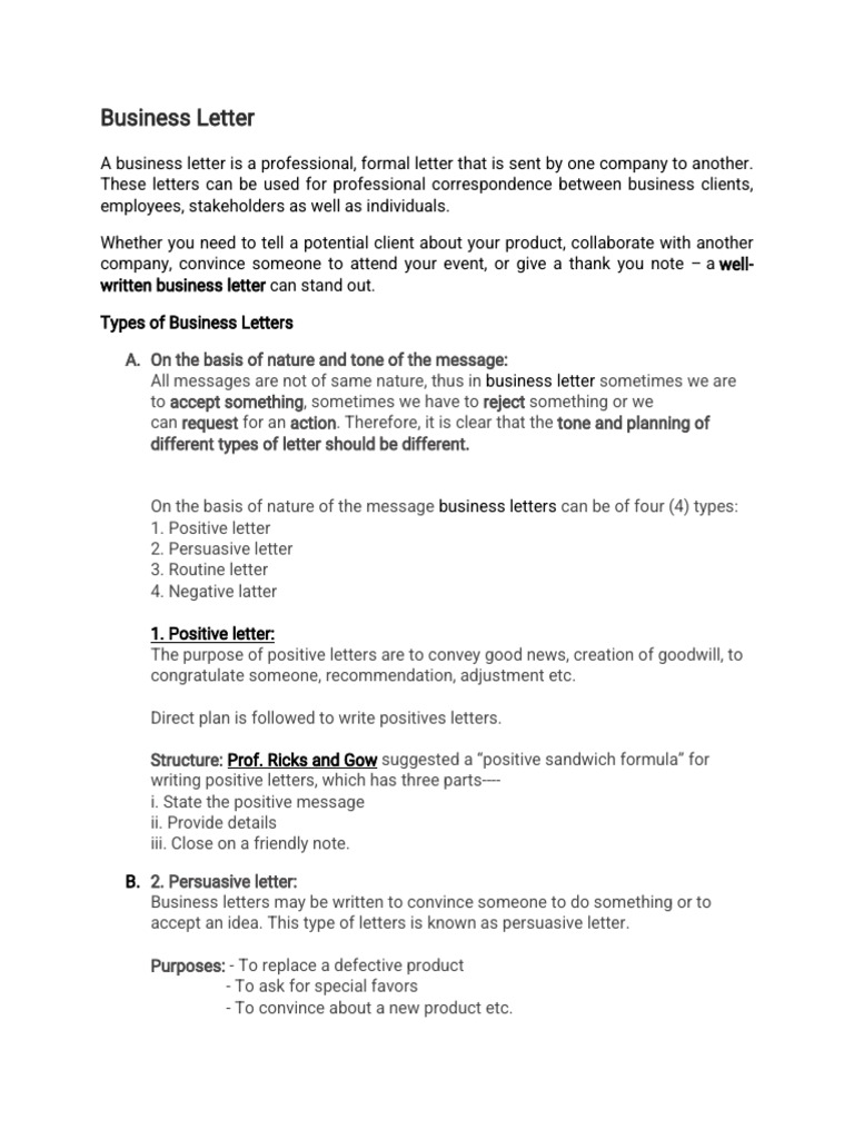 Types and Tips for Writing Business Letters | PDF