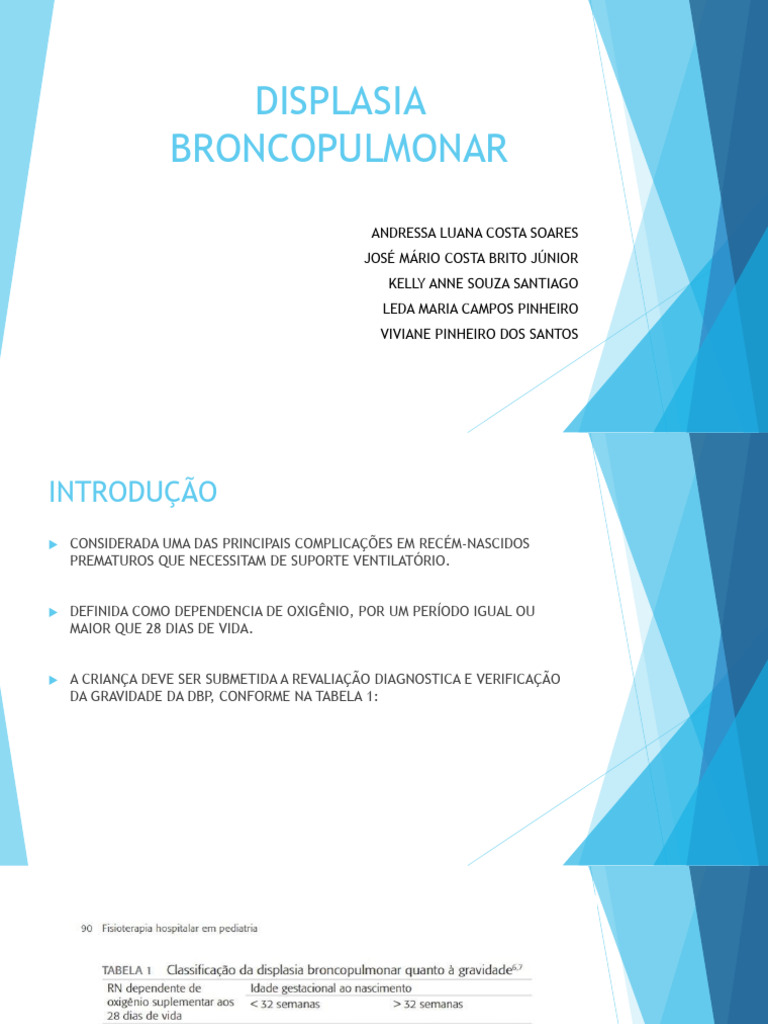 Displasia Broncopulmonar PDF | PDF | Fisioterapia | Doenças e distúrbios