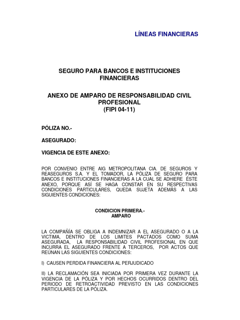 Financieras Anexo | PDF | Póliza de seguros | Seguro