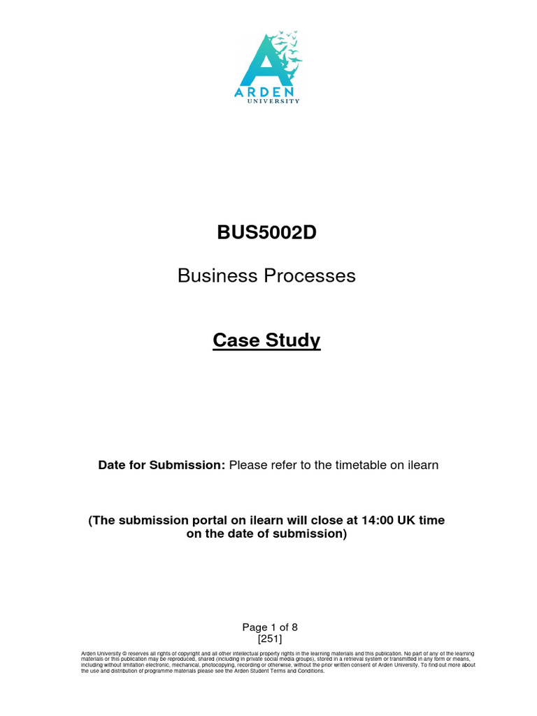 BUS5002D Business Processes Case Study GENERIC | PDF | Theory | Learning