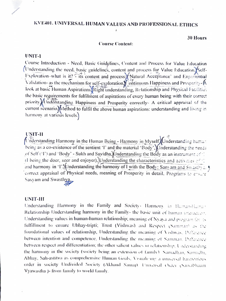 Syllabus - Human Values | PDF