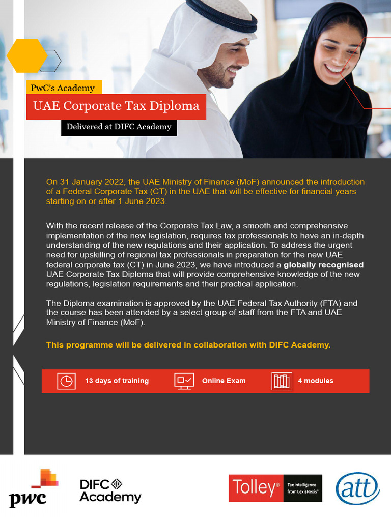 Corporate Tax Diploma Brochure PWC DIFC Academy | PDF