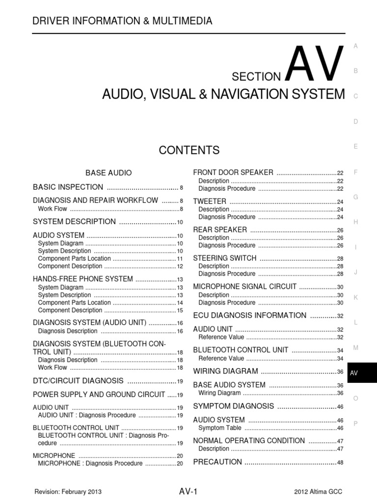Audio, Visual & Navigation System: Section | PDF | Loudspeaker | Airbag