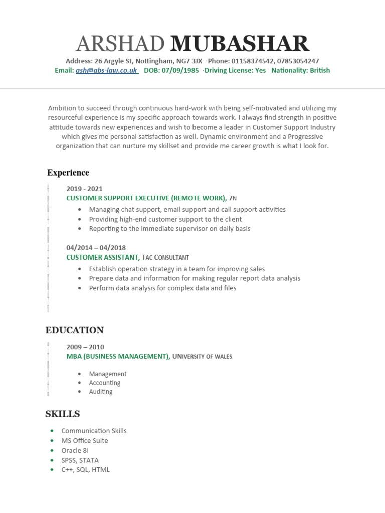 Arshad Mubashar UK CV | PDF
