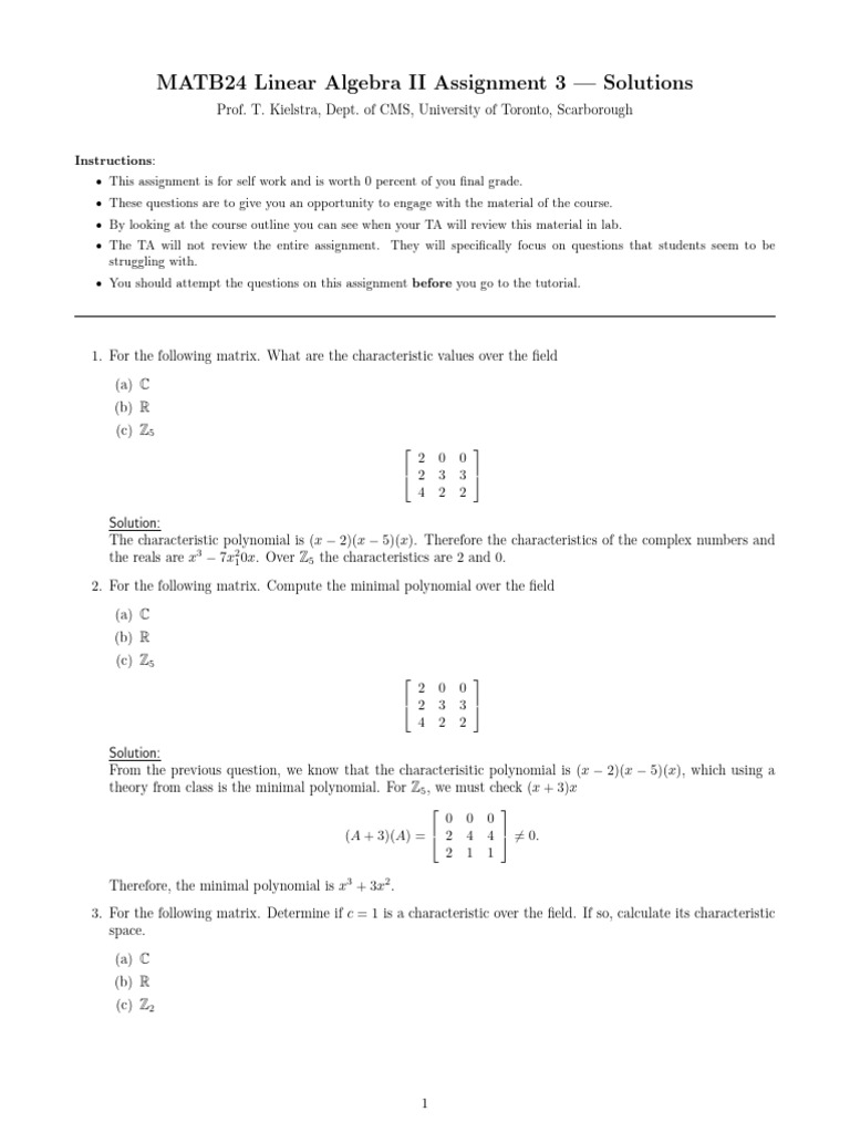 Assignment 3 1 | PDF | Matrix (Mathematics) | Field (Mathematics)