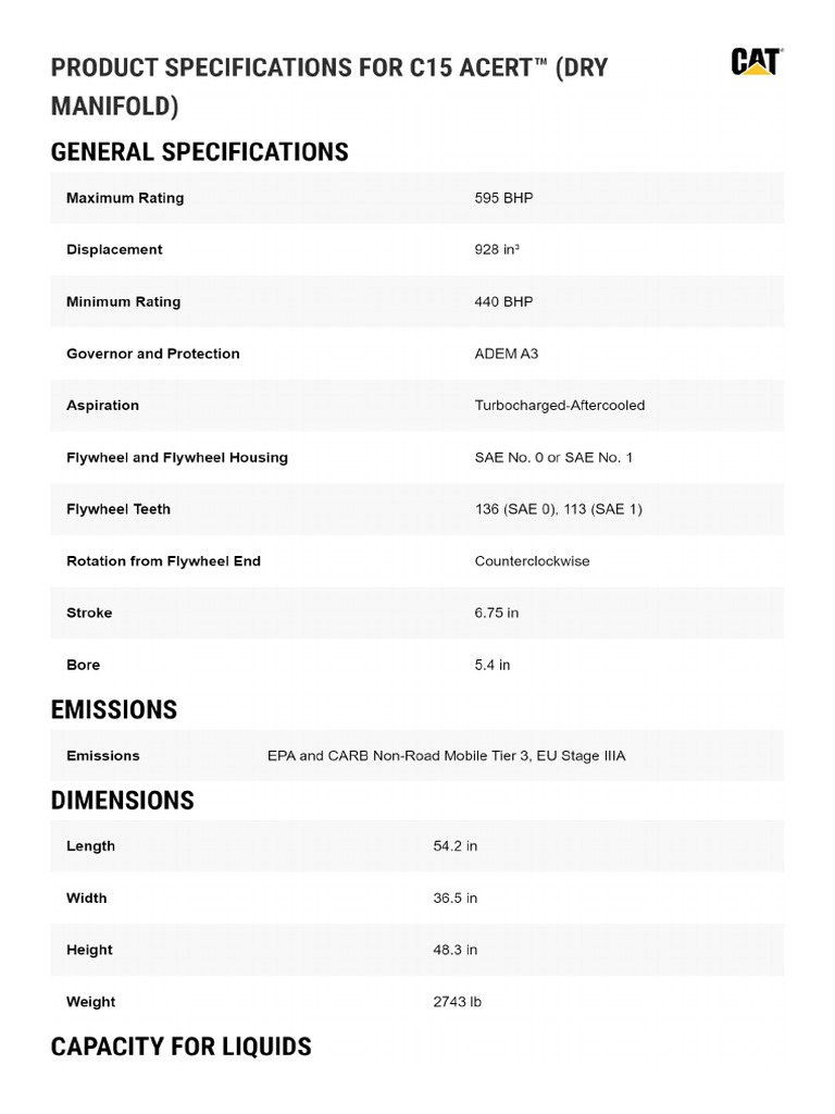 C15 ACERT™ (Dry Manifold) | PDF