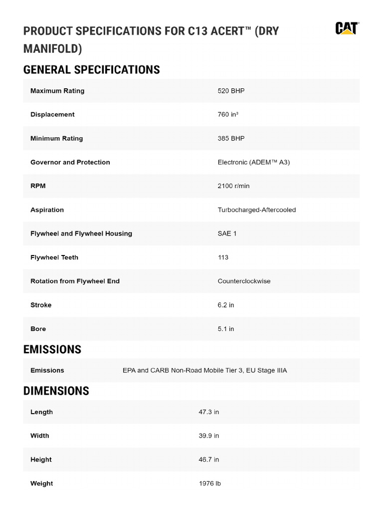 C13 ACERT™ (Dry Manifold) | PDF