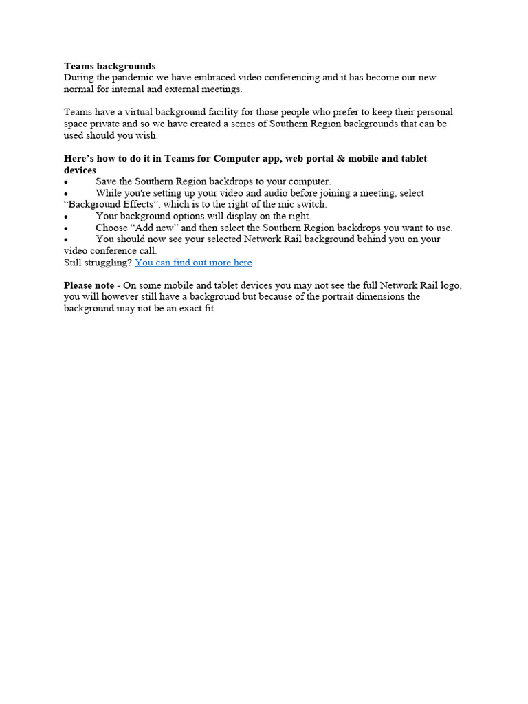 Background Guidance For Teams | PDF