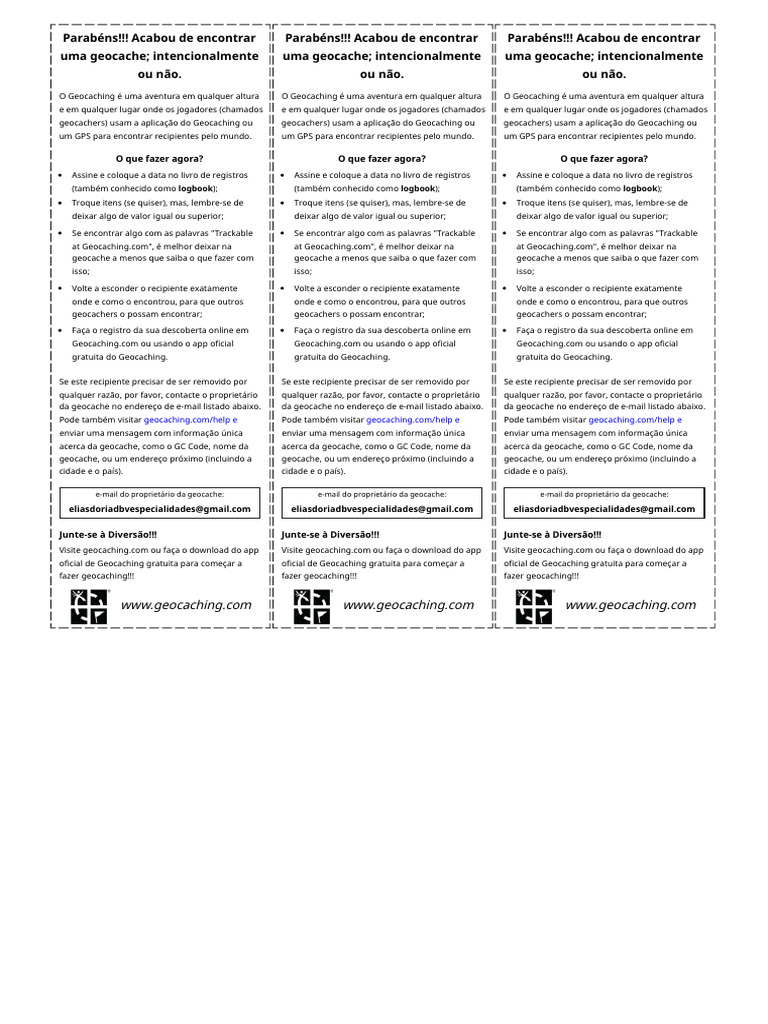 Geocache Note | PDF | Estudos de Línguas Estrangeiras
