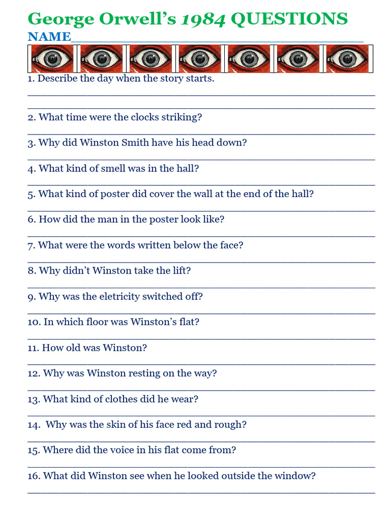 1984 Study Questions for Students | PDF
