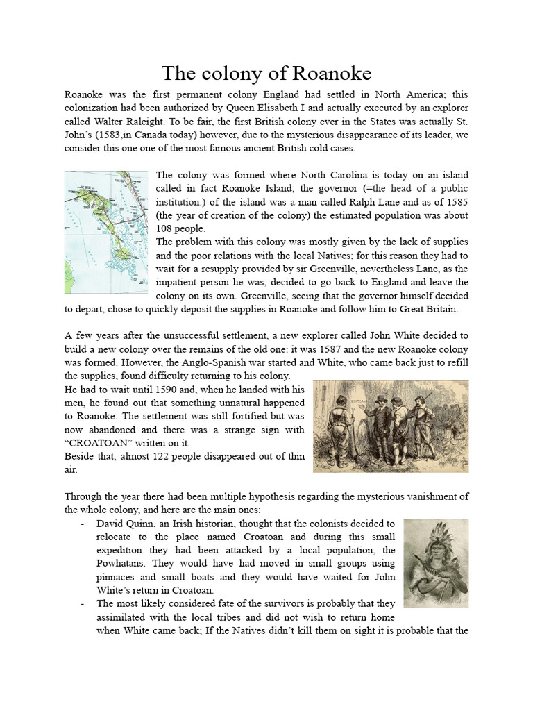 The Colony of Roanoke | PDF | Roanoke Colony | North America