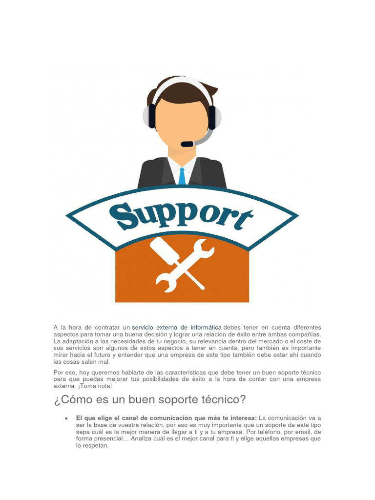 Características de buen soporte técnico | PDF | Soporte técnico | Business