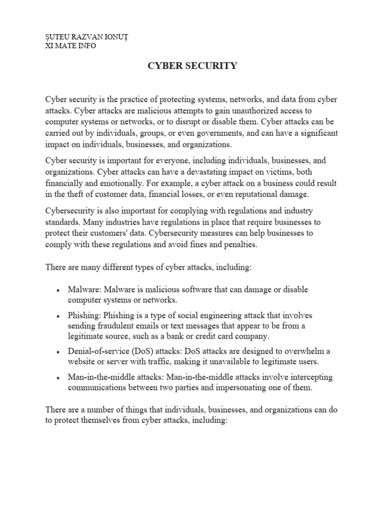 Cyber Security Pdf Security Computer Security