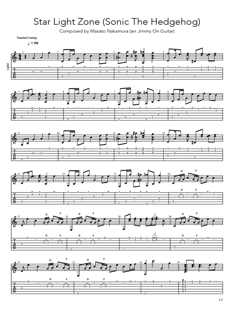 star-light-zone-sonic-the-hedgehog-tabs jmmy on guitar | PDF