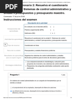 Examen - AAB02 Cuestionario2 - Sistemas de Control Administrativo | PDF | Evaluación | Economias