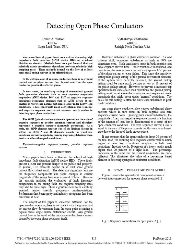 Detecting Open Phase Conductors | PDF