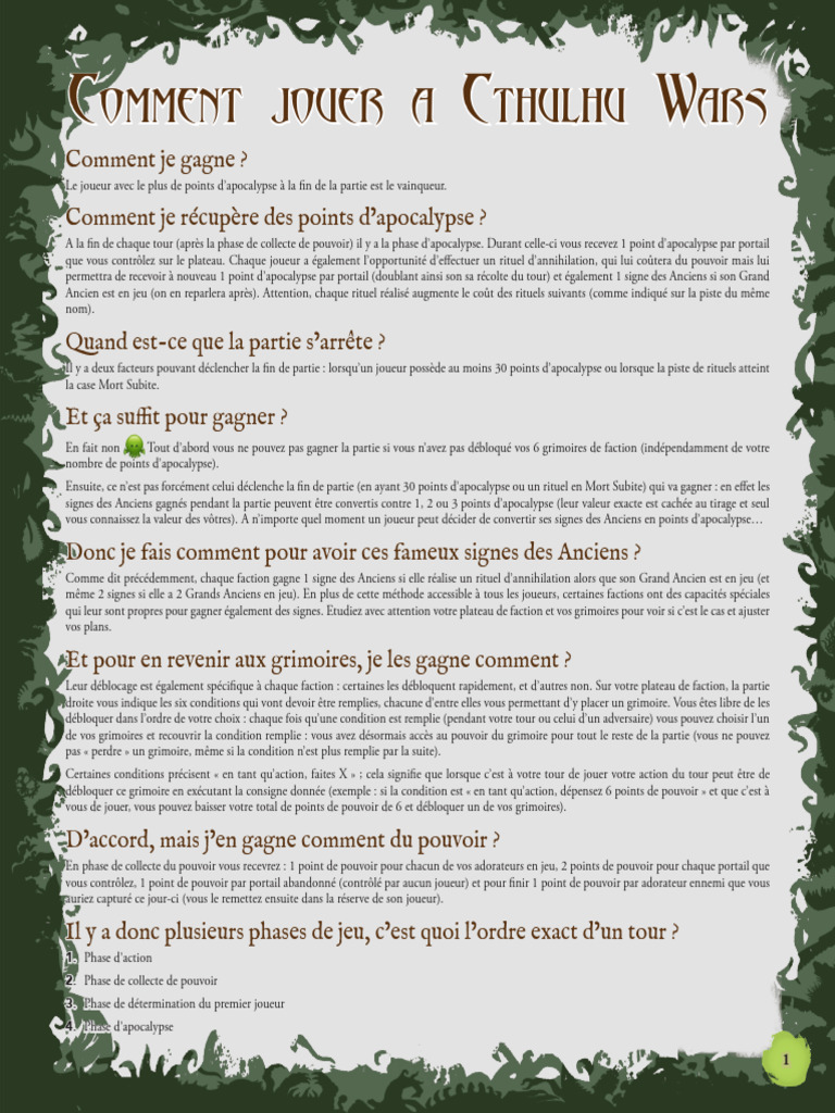 Cthulhu Wars Pour Les Nuls | PDF