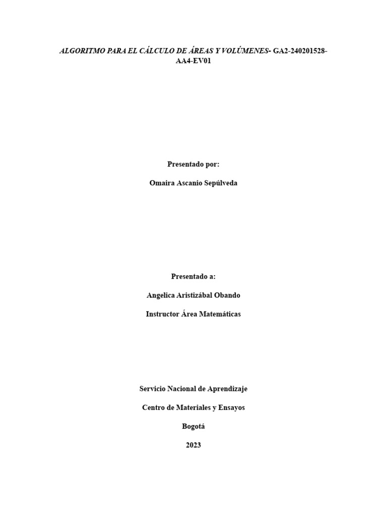 ALGORITMO | PDF | Algoritmos | Volumen