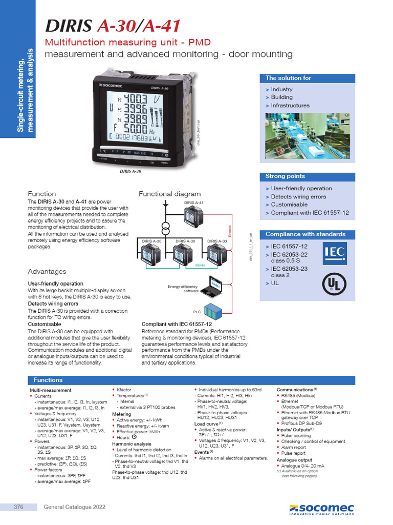 Diris A 30 A 41 Multifunction Measuring Unit PMD Catalogue Pages 2022 ...
