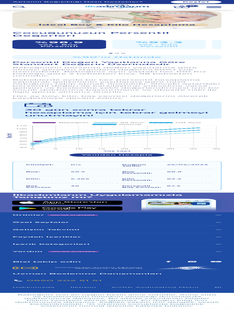 Persentil Hesaplama Bebeklerde İdeal Boy - Kilo | PDF