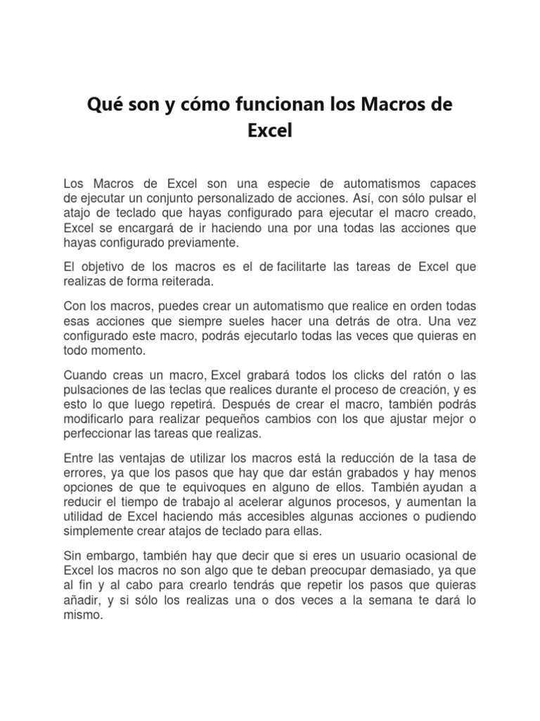 Macros de Excel | PDF | Macro (informática) | Microsoft Excel