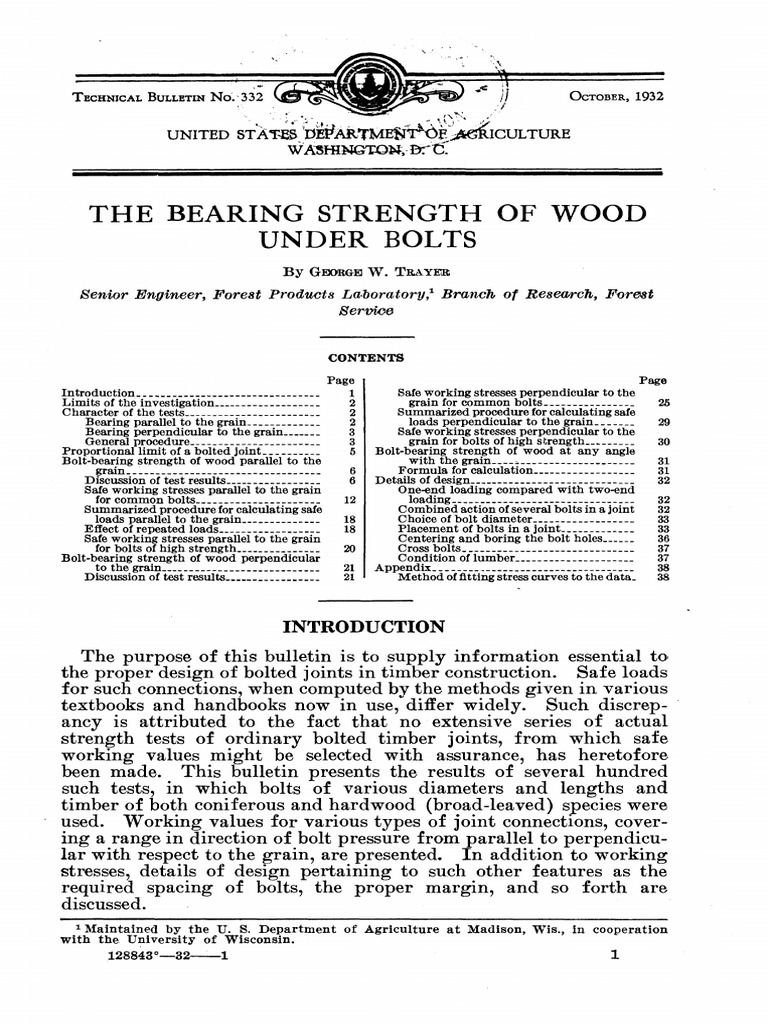 Bearing Strength of Wood Under Bolt | PDF | Strength Of Materials ...