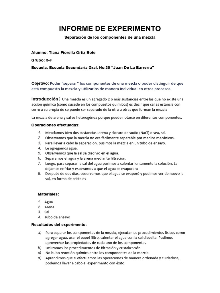 Informe de Experimento | PDF