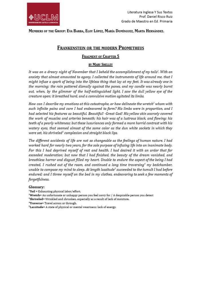 Frankenstein: Ambition and Responsibility | PDF | Frankenstein