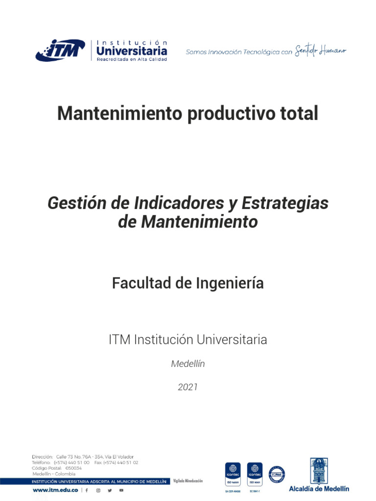 U1 - GIEM (Gestion de Mantenimiento Industrial ITM) | PDF | Economias | Procesos de negocio