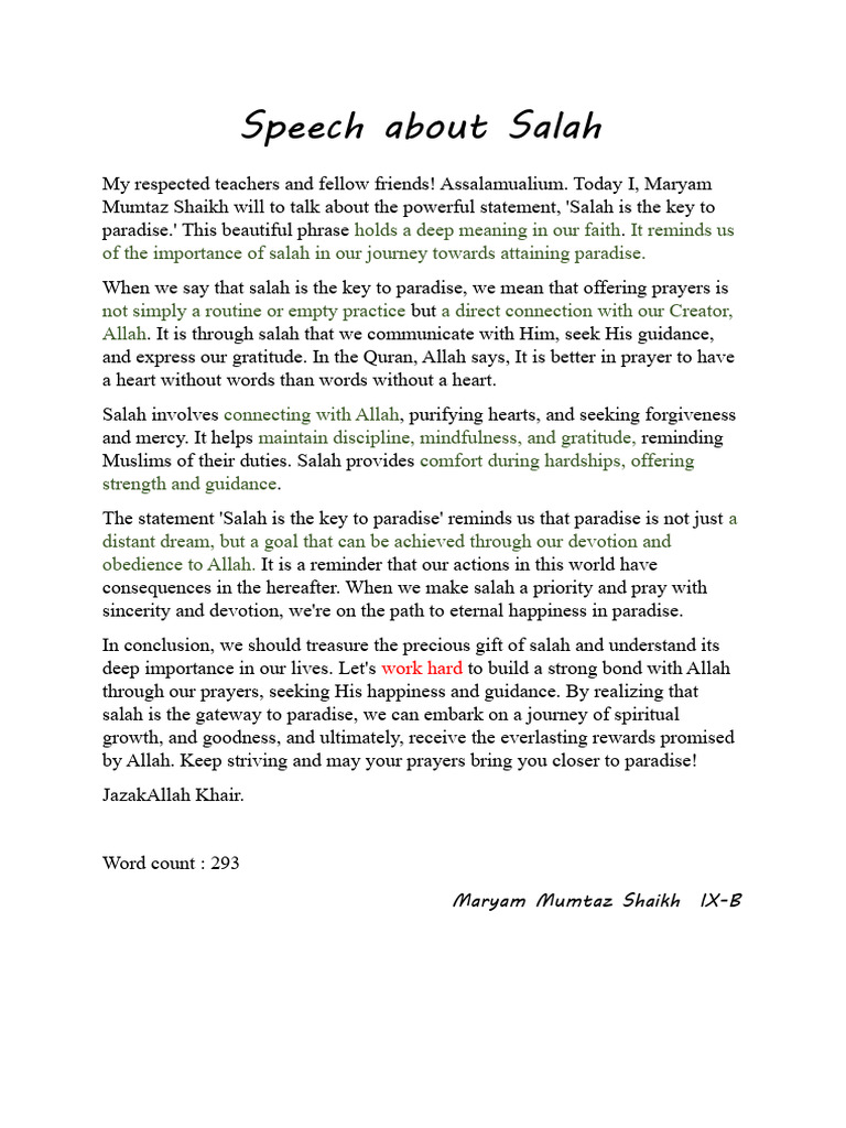Speech About Salah | PDF