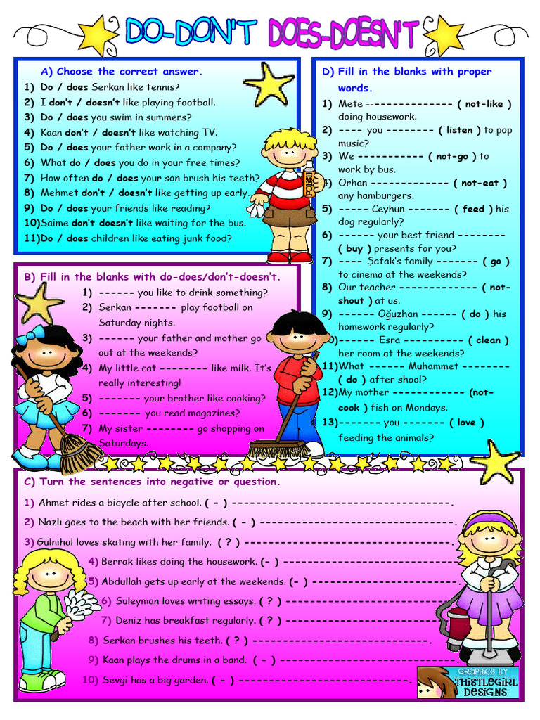 Do Does Dont Doesnt | PDF