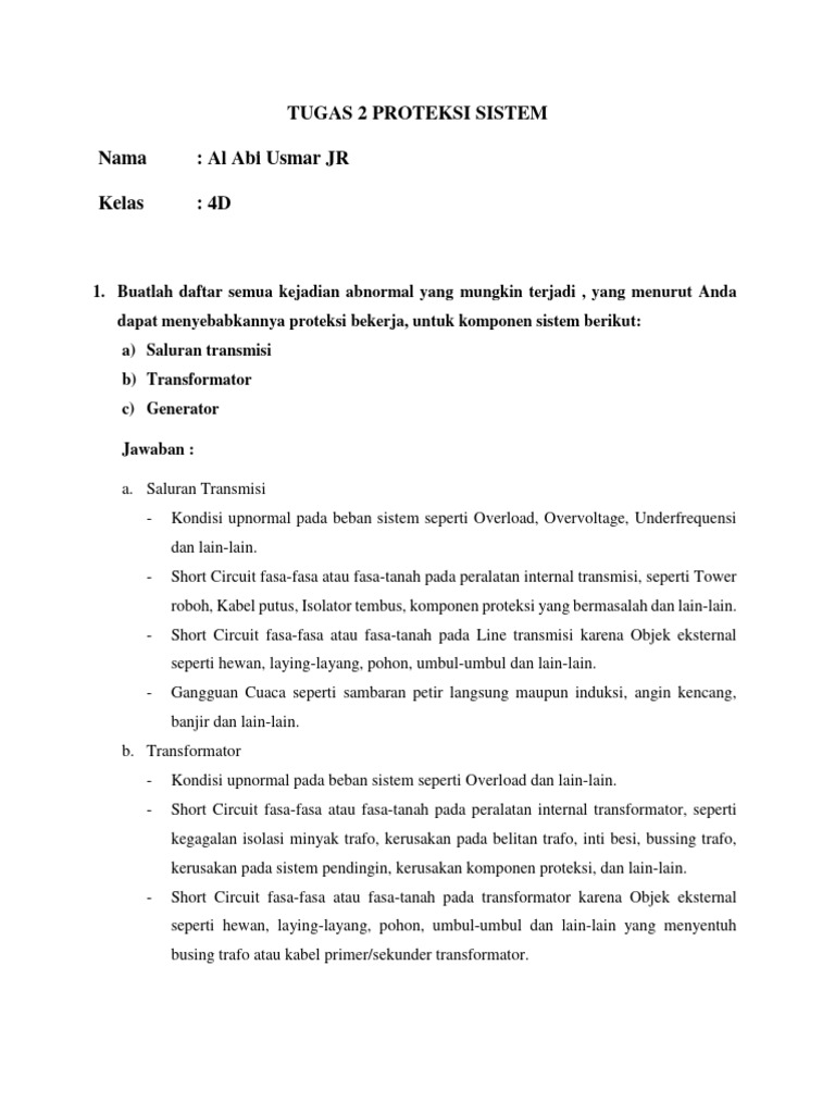 TUGAS 2 Proteksi Sistem - Al Abi Usmar JR | PDF