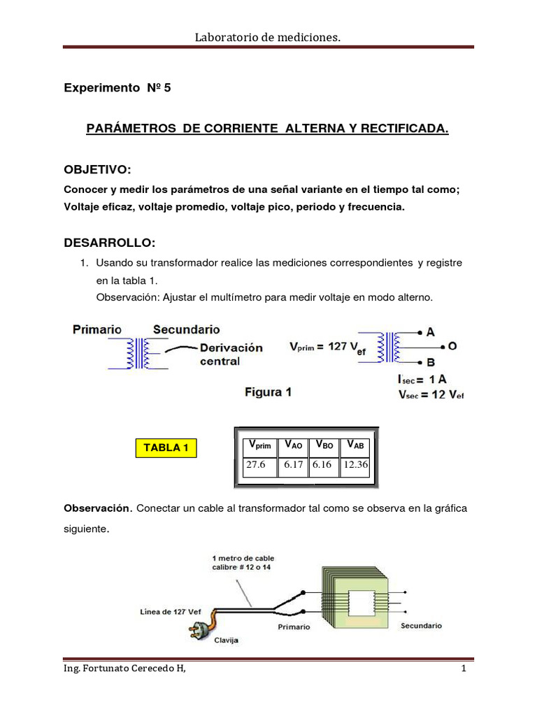 Medición de Parámetros de Corriente AC y DC | PDF | Rectificador | voltaje