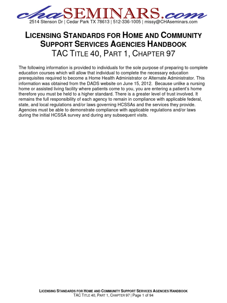 Home Health Licensing Guide | PDF | Nursing | Hospice