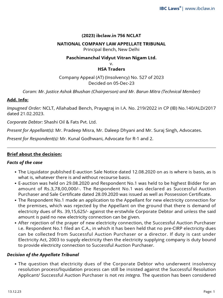 Paschimanchal Vidyut Vitran Nigam Ltd. Vs HSA Traders | PDF | Judgment ... Paschimanchal Vidyut Vitran Nigam Ltd. Vs HSA Traders | PDF | Judgment ...