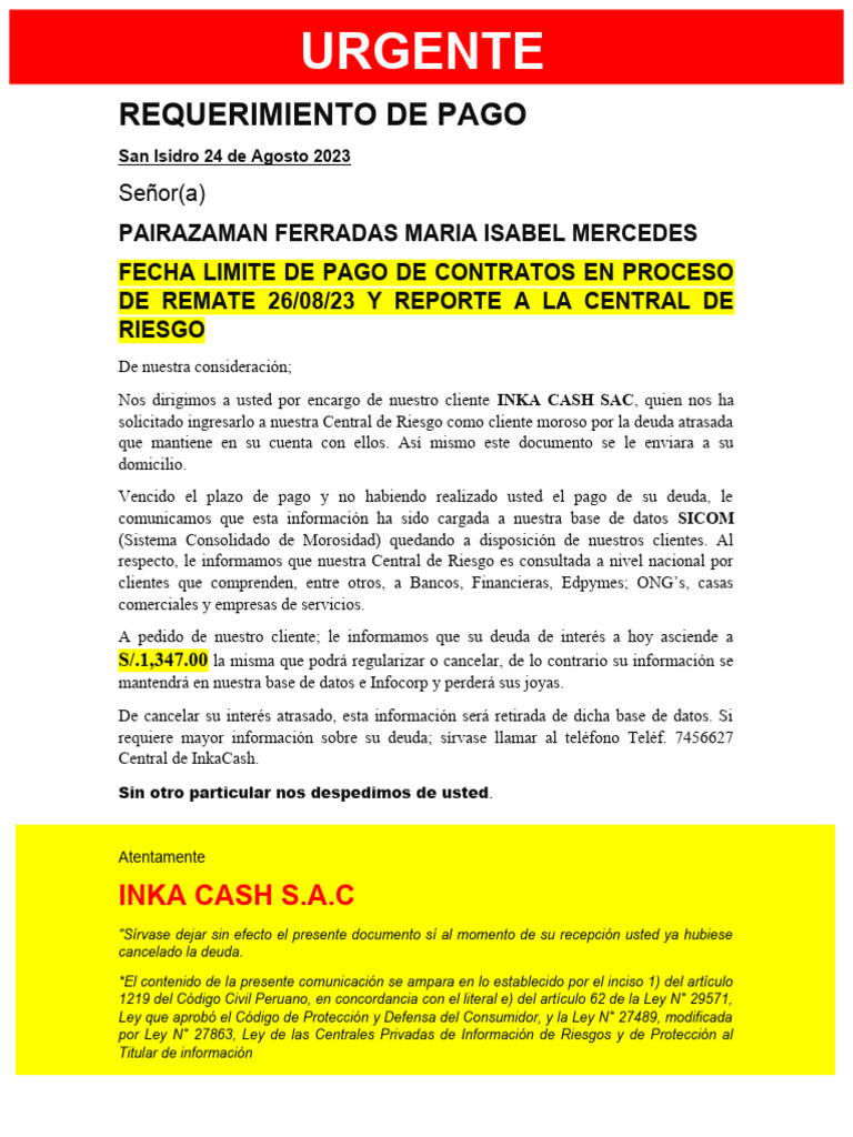 Requerimiento de Pago | PDF