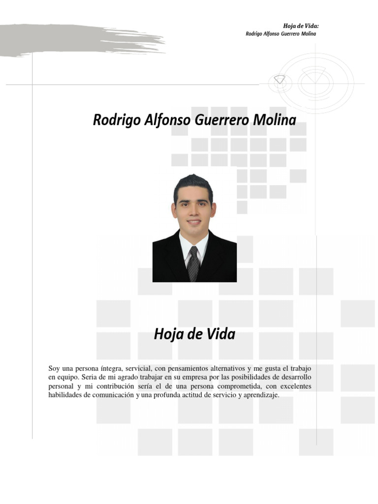 Hoja de Vida RODRIGO ALFONSO GUERRERO MOLINA ACTUALIZADA | PDF
