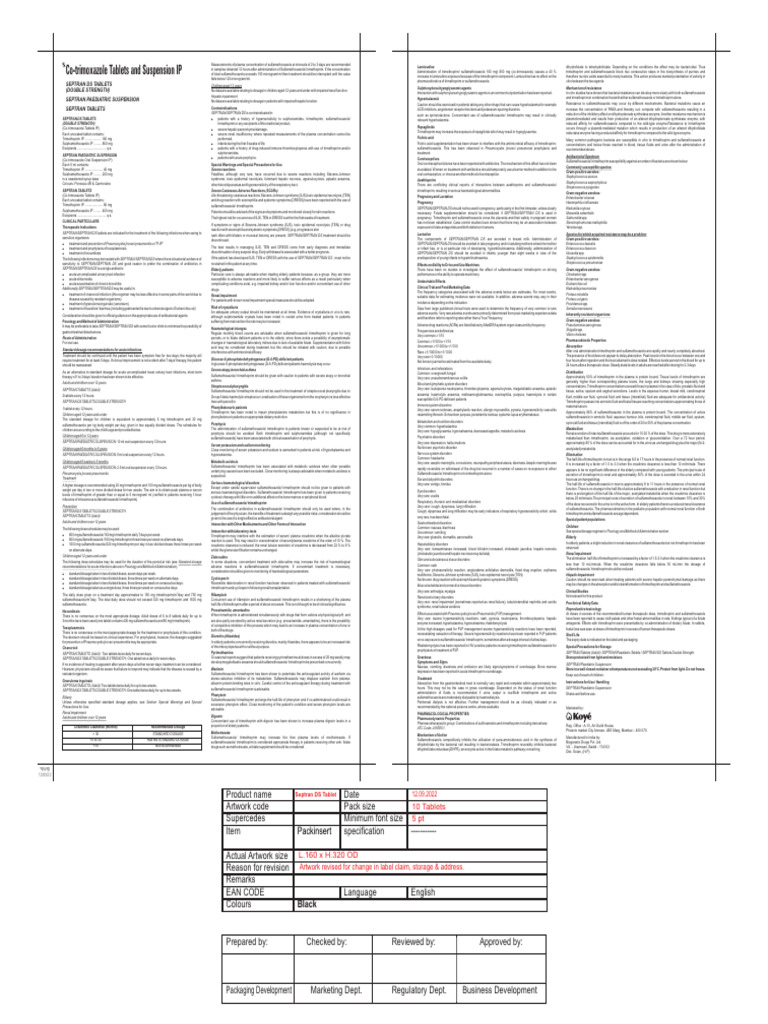 Septran DS Tablet Dosage and Uses | PDF | Medicine | Medical Specialties