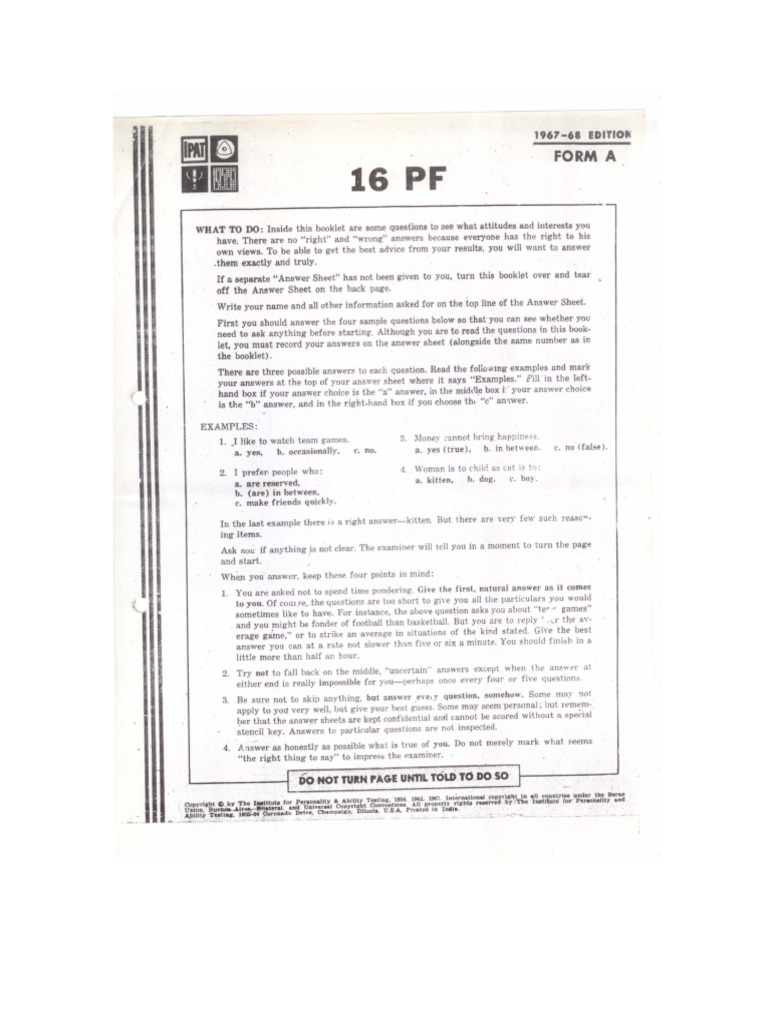 127733264 16 Pf Question Booklet | PDF