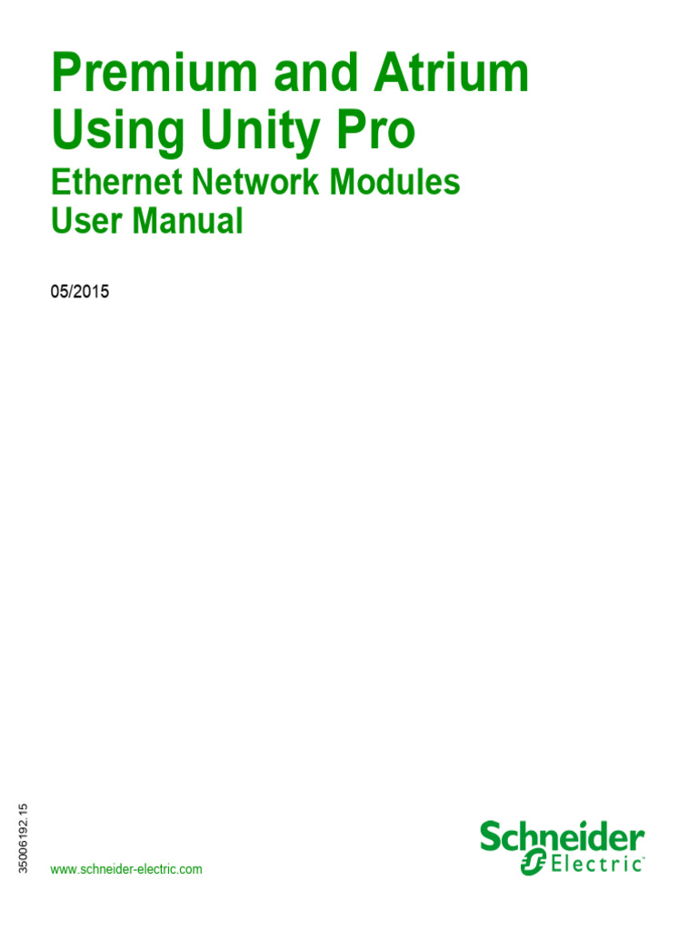 Premium and Atrium Using Unity Pro: Ethernet Network Modules User ...