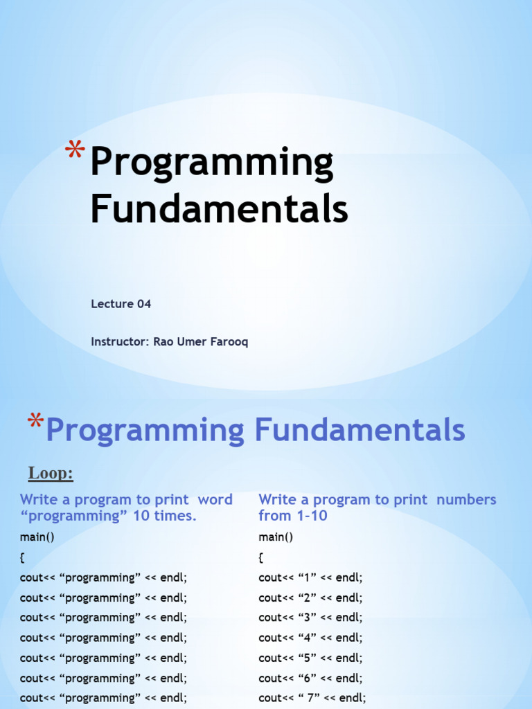 Programming Fundamentals-Lec-04 | PDF Programming Fundamentals-Lec-04 | PDF