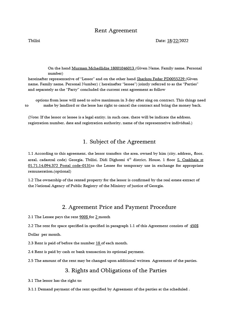 Contract English | PDF | Lease | Renting