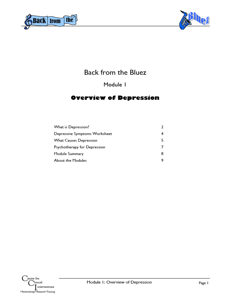 Back From The Bluez - 01 - Overview of Depression | PDF | Major ...