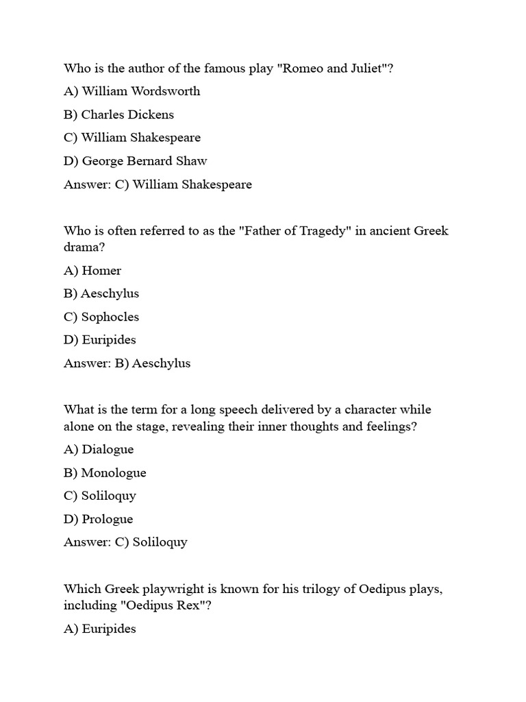Playwrights and Their Famous Works | PDF | Theatre